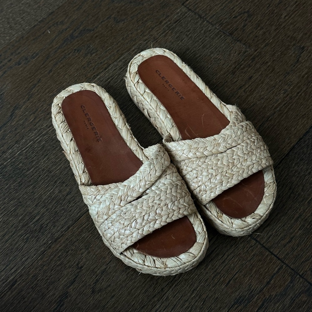 Robert Clergerie Raffia Platform Slides - Gem
